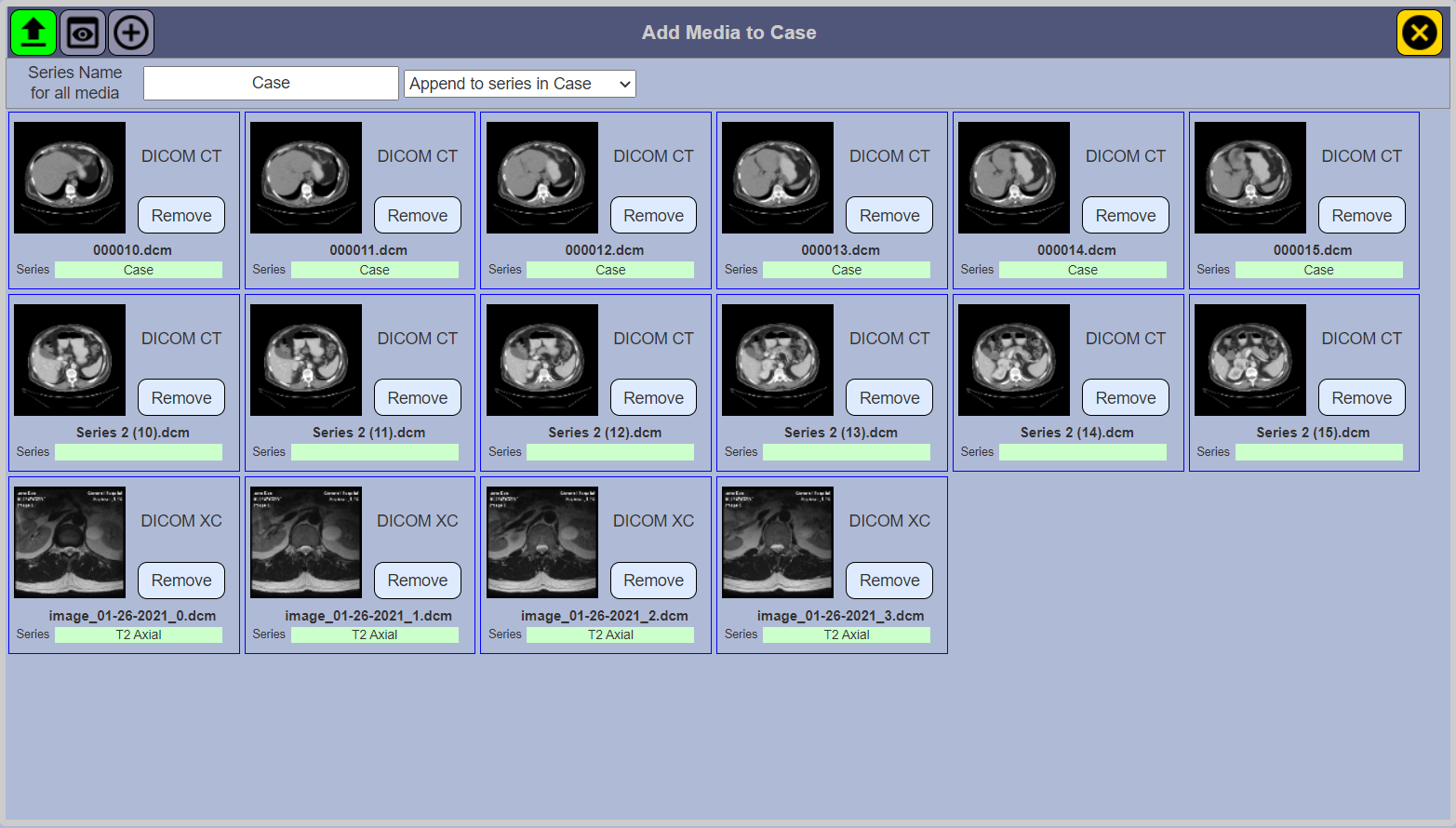 Manual creation of a new case - RadPix Radiology Teaching File Software