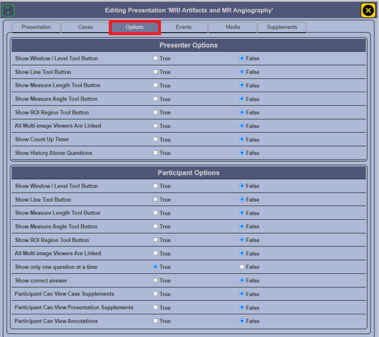 Presentation Setup - RadPix Radiology Teaching File Software